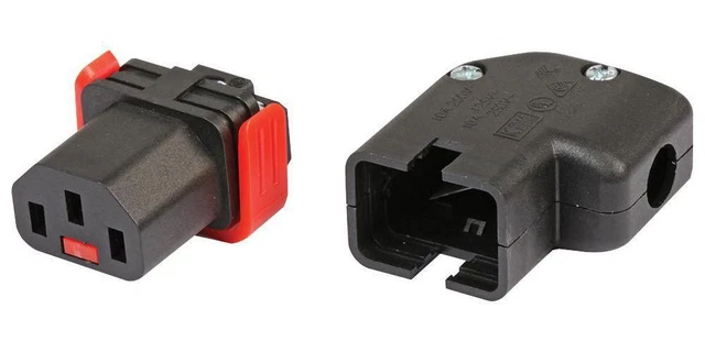 IEC LOCK + Locking Rewireable IEC C13 Connector, Left / Right - IEC ...