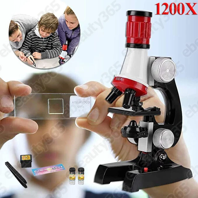 KIDS EDUCATIONAL MICROSCOPE Kit Science Lab LED 100-1200X Toy Home ...
