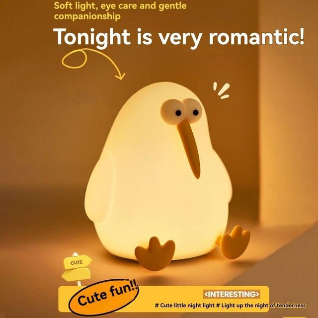 SQUISHY KIWI BIRD Lamp Rechargeable Dimmable Silicone Nursery ...