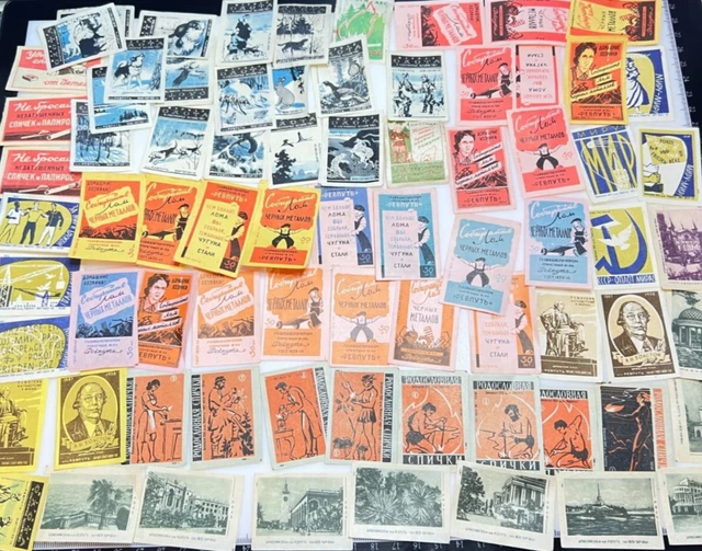 70 OLD SOVIET Union 1950's Matchbox Labels animals Political etc Russia ...