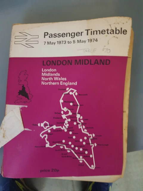 BRITISH RAILWAYS PASSENGER Timetable London Midland Region 3 May 1971 ...