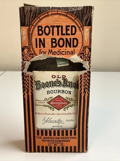 VINTAGE BOONE'S KNOLL Bourbon Whiskey Bottle W.H. Thomas Son Co ...