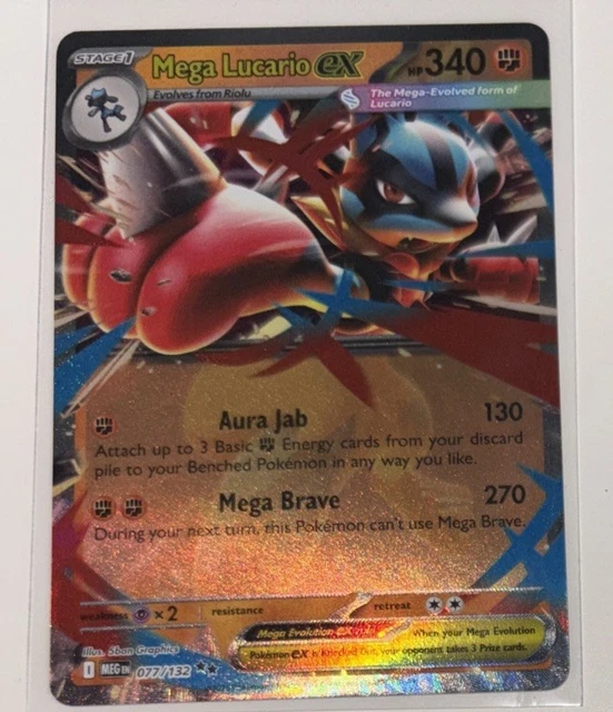 POKEMON MEGA LUCARIO ex Double Rare ME01: Mega Evolution 077/132 NM TCG ...