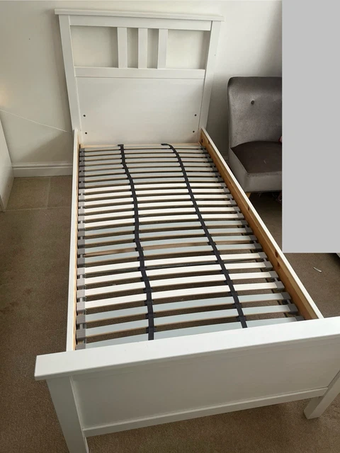 IKEA HEMNES SINGLE Bed Frame White Wood Pine £42.32 - PicClick UK