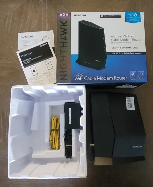 NETGEAR NIGHTHAWK AX6 - AX2700 WiFi Cable Modem Router - Model: CAX30 ...