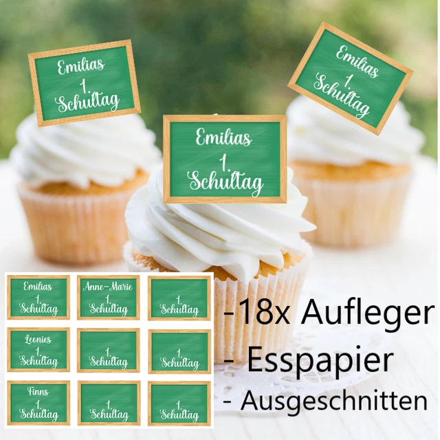 TORTENAUFLEGER EINSCHULUNG BUNT Tafel Schulanfang Tortendeko Muffin ...