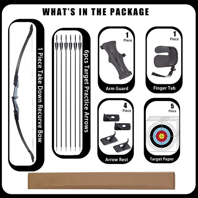 40LBS ARCHERY 50& Takdown Recurve Bow & Arrow Set for Beginner Target ...