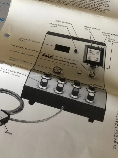 VINTAGE BESELER COLOR analyzer Pm4L PM3L PM2M SPEC SHEET £7.98 ...
