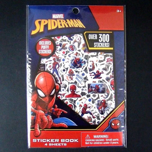 MARVEL SPIDER-MAN STICKER Book 4 Sheets 300+ Stickers Includes Puffy ...