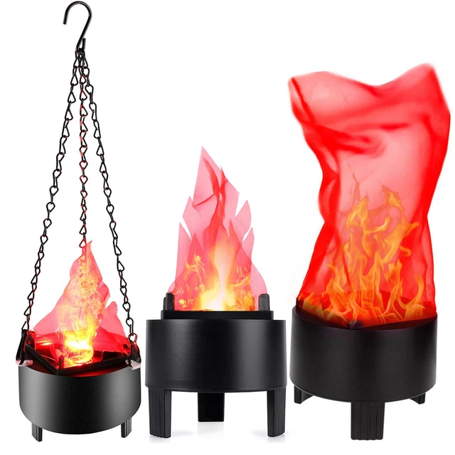 3W LED FAKE Flame Lamp 3D Torch Light Fire Pot Bowl Prop Home Party ...