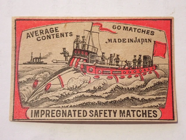 MATCHES MATCH BOX LABEL c1900s MADE in JAPAN JAPANESE NAVAL SHIP ...