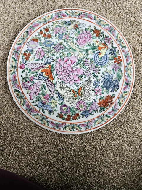 CHINESE 10& BUTTERFLY Plate Signed Red Seal Mark collectable porcelain ...
