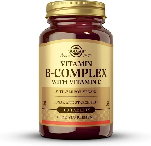 SOLGAR VITAMIN B Complex with Vitamin C 100 Vegan Vegetarian Tablets £12.91 - PicClick UK