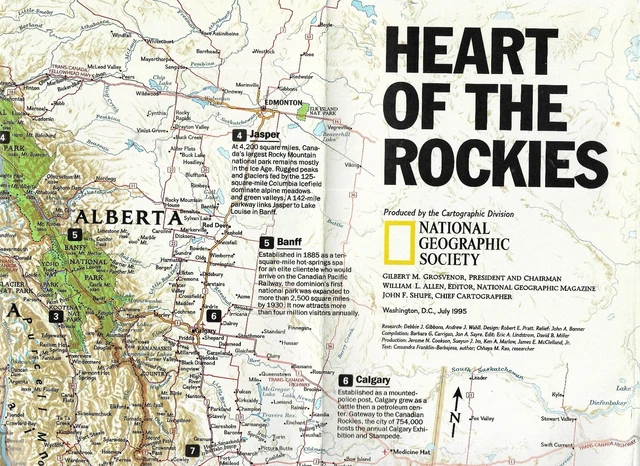 HEART OF THE ROCKIES (National Geographic Map/Wall chart, July1995) £2. ...