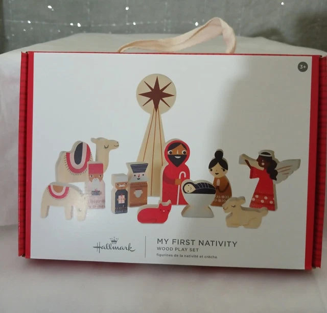 HALLMARK CHILDS MY First Nativity Set/ Age 3+ 12 Piece Nativity Wood ...