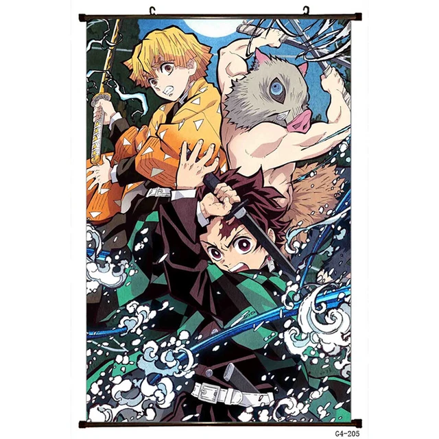 NEW TANJIRO NEZUKO Inosuke Zenitsu DEMON SLAYER Wall Scroll Kimetsu no ...