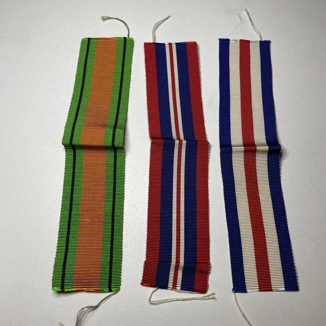 BRITISH/CANADIAN WORLD WAR II Star/Defence Medal Ribbons Set Of 3, 5.5 ...