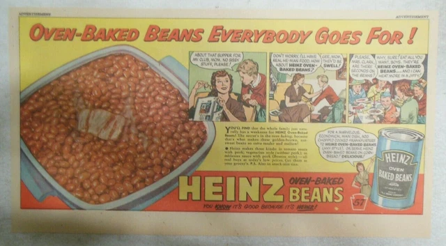 HEINZ BEANS AD: The Beans Everybody Goes For ! from 1950's 7.5 x 15 ...