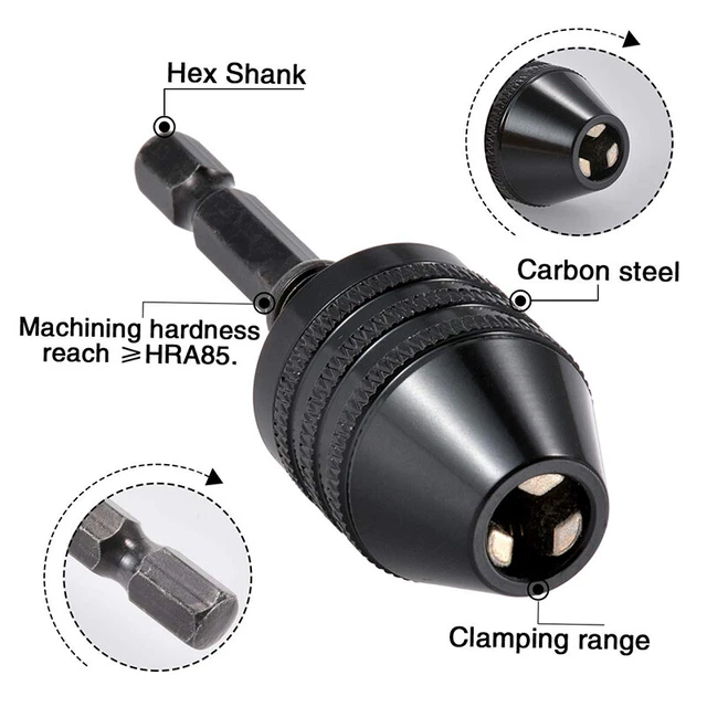 QUICK CHANGE KEYLESS drill bit chuck hex shank adapter converter toolWF ...