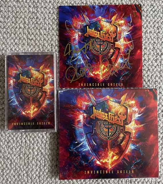 JUDAS PRIEST - Invincible Shield Cd & Cassette Signed Art Card **IN ...