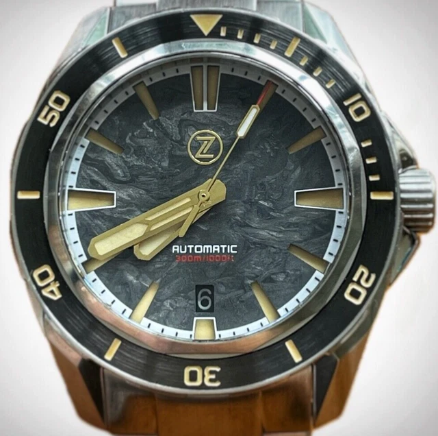 ZELOS SWORDFISH AUTOMATIC 300m Dive Watch Limited Edition Forged Carbon ...