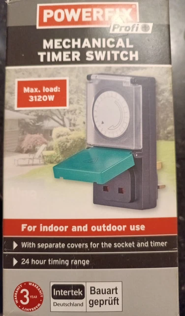 POWERFIX MECHANICAL TIMER Switch Indoor Or Outdoor Use £10.00 - PicClick UK