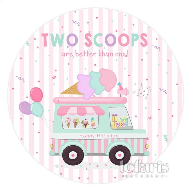 CIRCLE ICE CREAM Van Stripe 2nd Happy Birthday Backdrop $37.90 ...