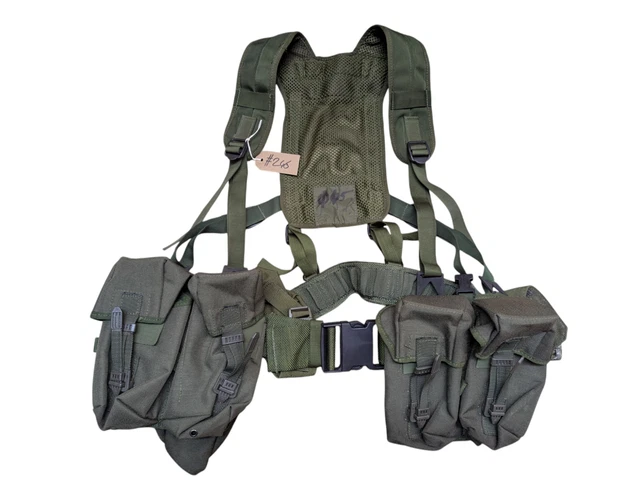 BRITISH ARMY ISSUE Green Webbing Belt Chest Rig Vest & 4 Pouches #246 £ ...
