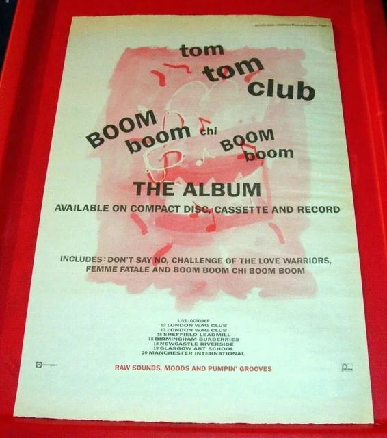 TOM TOM CLUB Boom Boom Chi../Tour Vintage ORIG 1988 Press/Mag ADVERT ...