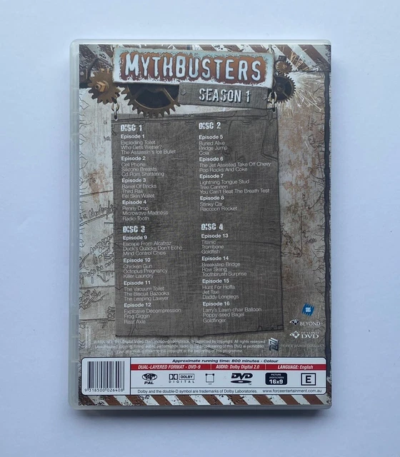MYTHBUSTERS SEASON 1 DVD Set Region 4 Science Entertainment TV Series ...