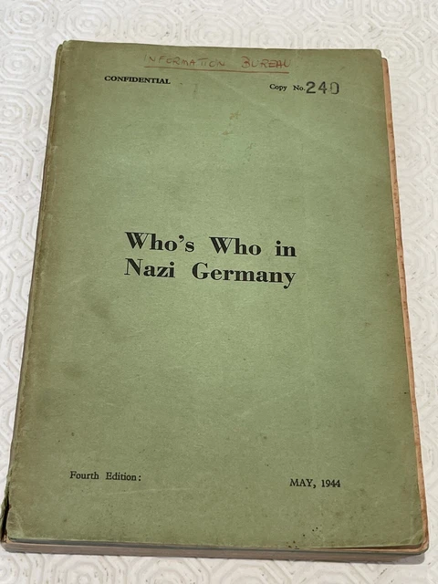‘WHO’S WHO IN Nazi Germany’ 1944 WWII Classified Wartime Artefact Rare ...