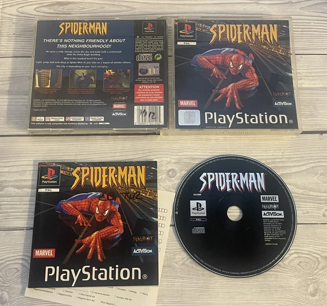 SPIDERMAN PLAYSTATION PS1 Game Black Label Pal Version Complete With ...