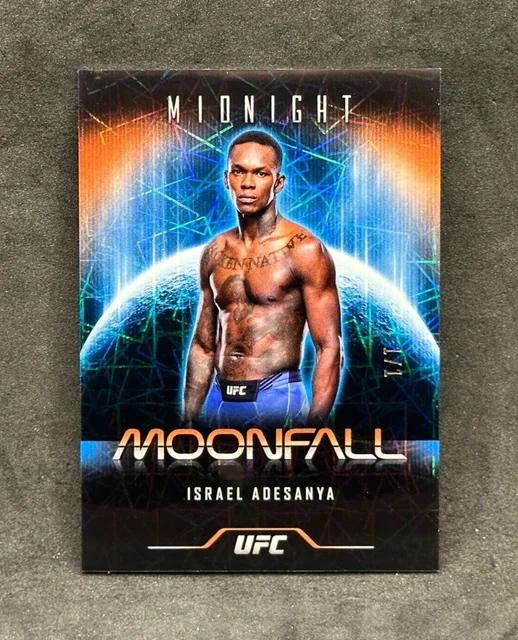 2024 TOPPS UFC Midnight Israel Adesanya Inserto 1/1 Moonfall LUCE NERA ...