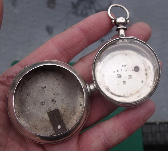 ANTIQUE SILVER EMPTY Pocket Watch Pair Case, No Movement, Chester 1874 ...