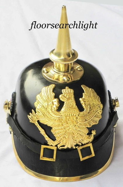 WW1 GERMAN / Prussian Leather Pickelhaube Repro Army Soldier Helmet Hat ...