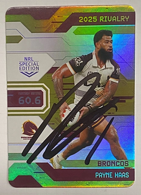 PAYNE HAAS BRISBANE Broncos 2025 Nrl Rivalry Game Card Signed Card $15. ...