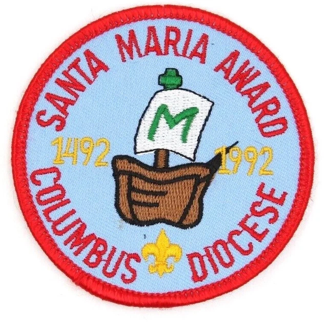 1992 SANTA MARIA Award diocèse de Columbus patch scouts BSA catholique ...