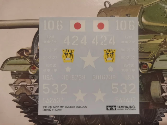 DECALS ONLY TAMIYA 1/35 US Tank M41 Walker Bulldog Tank - 35055 £4.35 ...