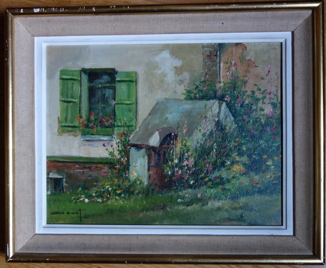 TABLEAU ANCIEN. PIERRE Douet. Façade de ferme; EUR 95,00 - PicClick FR
