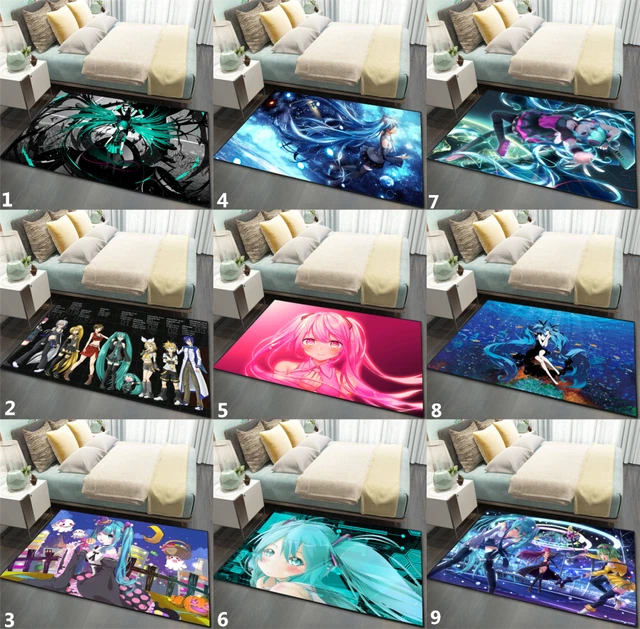 ANTI-SKID ANIME 2D Hatsune Miku Living Room Floor Mats Bedroom Carpets ...
