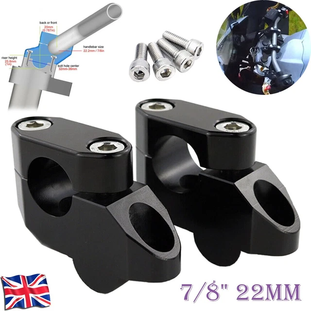 CNC HANDLE BAR Clamp Riser Motorcycle Handlebar Moved Up Black ...