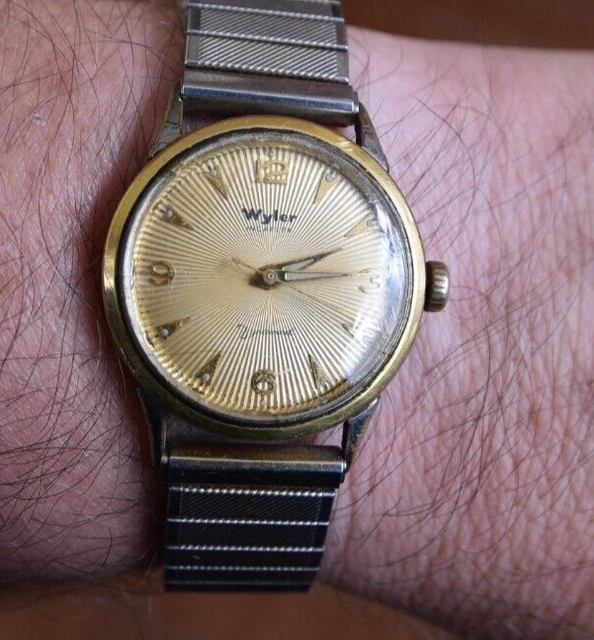 VINTAGE WYLER INCAFLEX DYNAWIND Automatic MENS Wristwatch SUNBURST DIAL ...