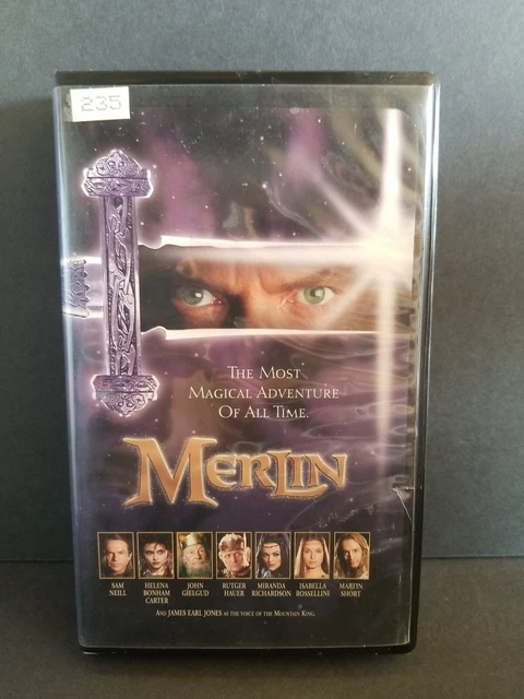 MERLIN VHS, 1998, Hard Black Clam Shell Helena Bonham Carter, Sam Neill ...