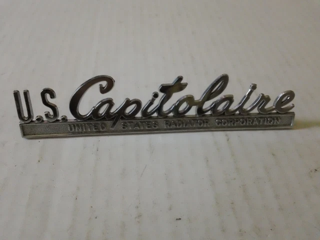 VINTAGE US CAPITOLAIRE Radiator Metal Emblem Ornament nameplate Script ...