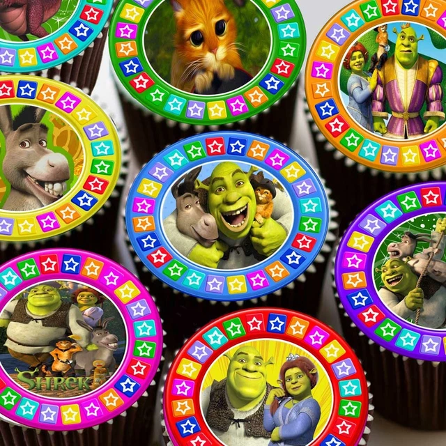 SHREK MIXED COLOURFUL Border Edible Cupcake Toppers Decoration 4U228 ...