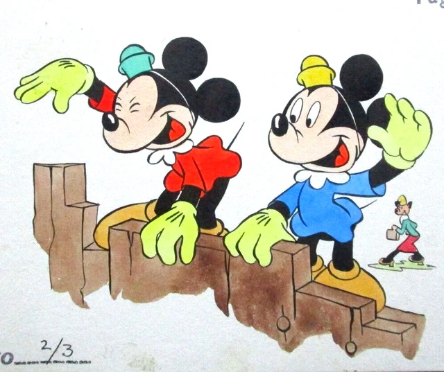 MICKEY MOUSE NEPHEWS 1950's WALT DISNEY ORIGINAL drawing cel PAINTING ...