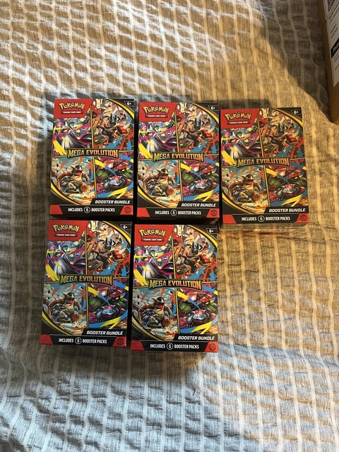 5X POKÉMON TCG: Mega Evolution Booster Bundle (6 Packs) - NEW (30 packs ...