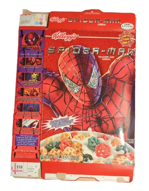 SPIDER-MAN 2 SPIDEY-BERRY Limited Edition Cereal Box Empty Flat Kellogg ...