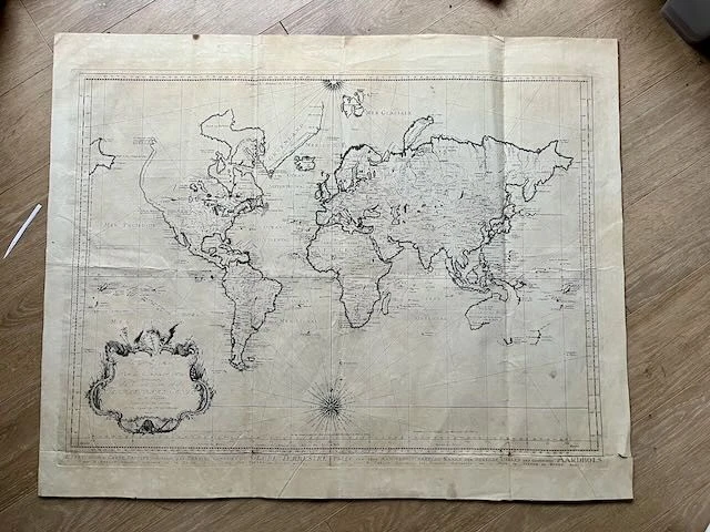 WORLD MAP WELTKARTE Mappemonde Bellin Kupferstich engraving gravure ...