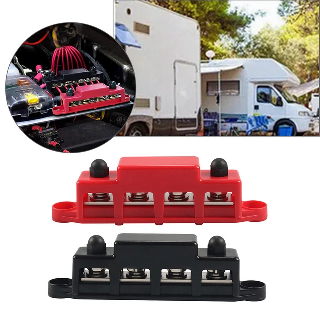 PAIR 4 POST Busbar Terminal Power Distribution Block With Cover For RV ...